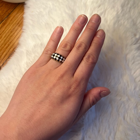 rellery | Jewelry | Rellery Black And White 8k Gold Vermeil Checker Ring Size 5 | Poshmark